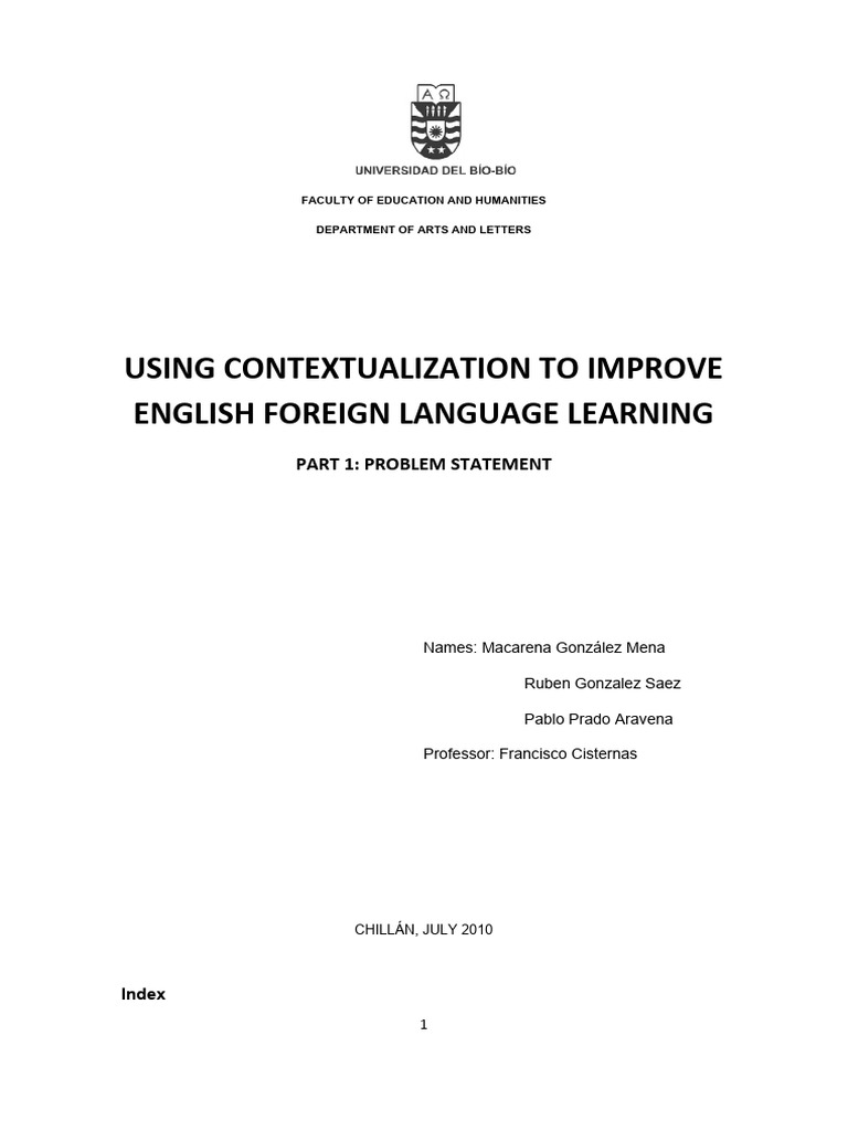 Using Contextualization To Improve English Learning | PDF | Learning ...