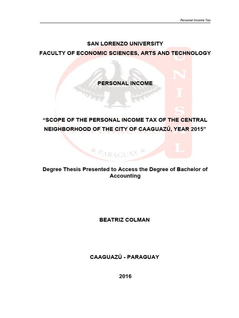 Personal Income Tax Thesis | PDF | Taxes | Tax Incidence