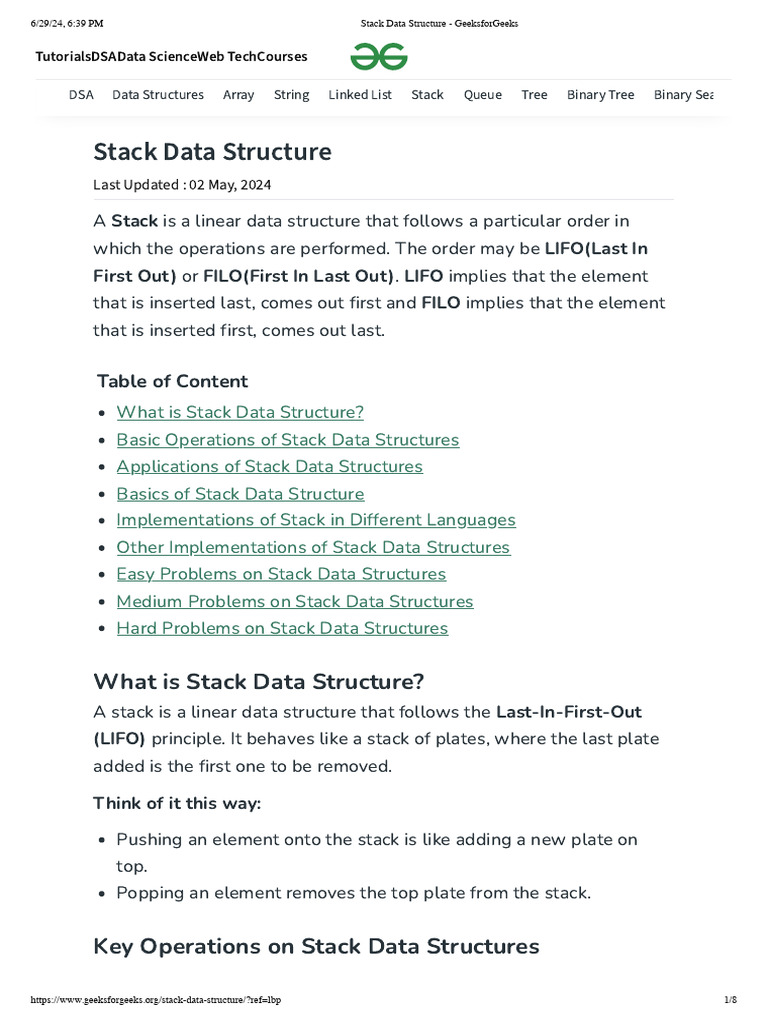 Stack | PDF | Queue (Abstract Data Type) | Computing