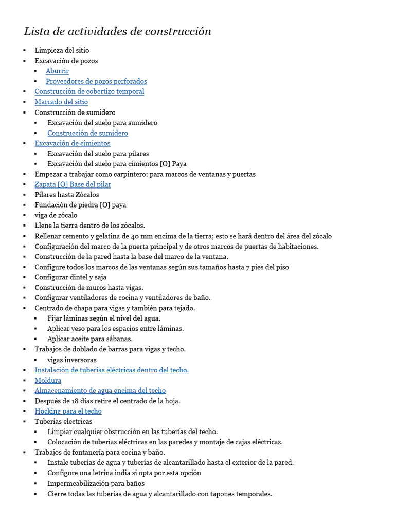 Lista de Actividades de Construcción | Descargar gratis PDF | Hormigón ...