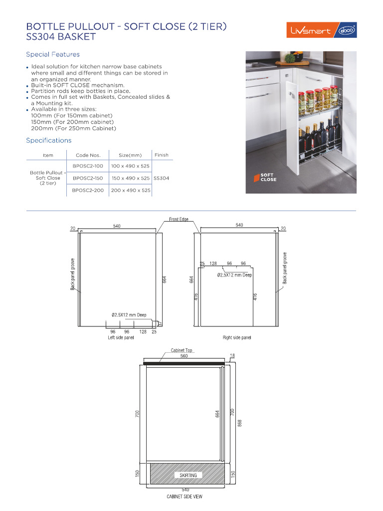 Bottle Pullout Soft Close 2 Tier | PDF