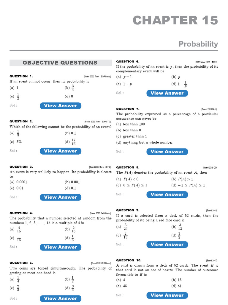 Probability Questions and Solutions | PDF | Probability | Probability ...