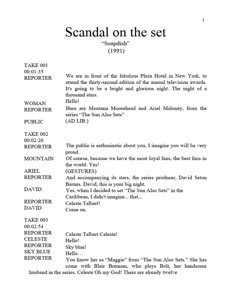 Scandal On El Plató (Dubbing Script) | PDF