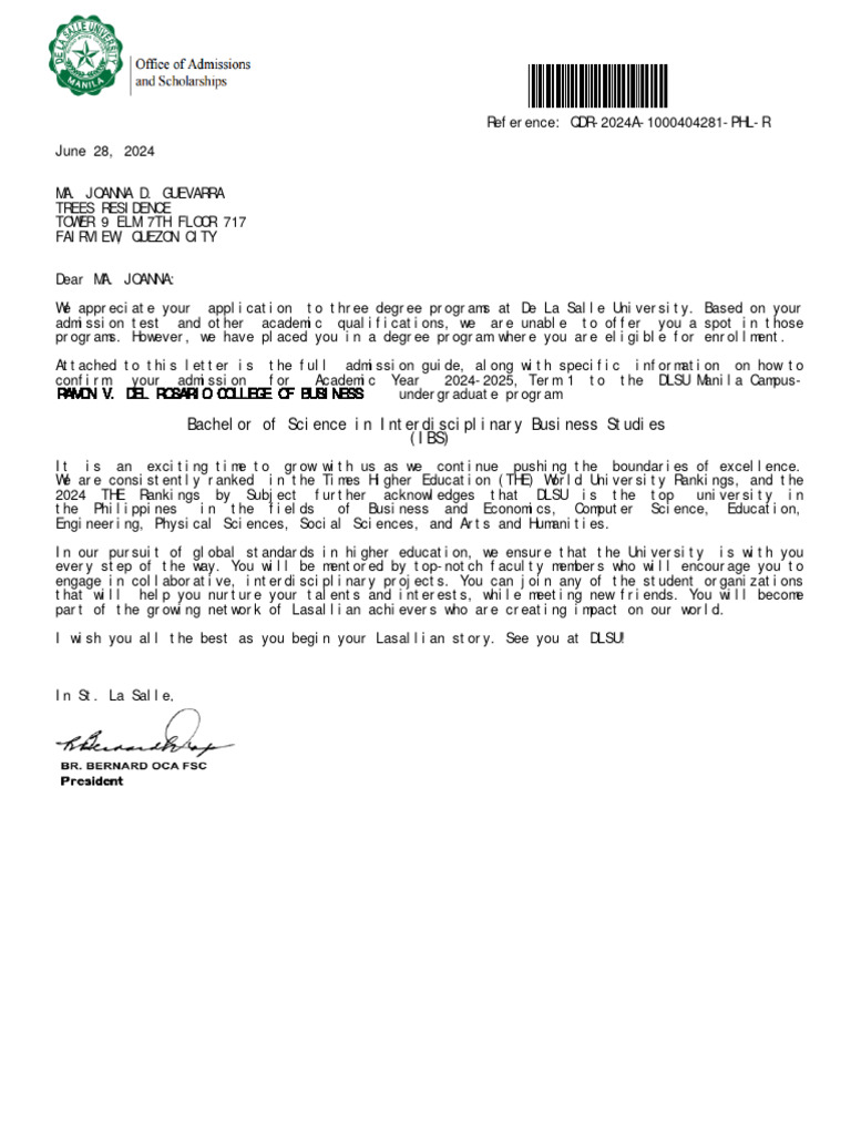 DLSU Admission Confirmation Guide 2024 | PDF | Educational Stages ...