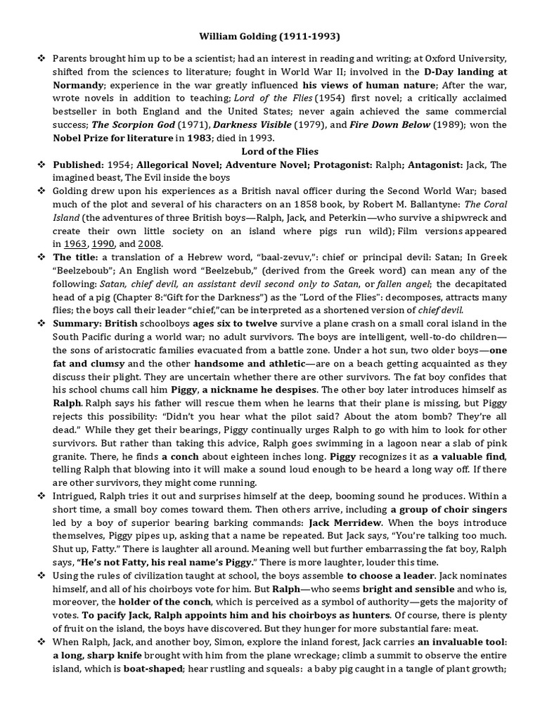 Lord of the Flies: Overview and Themes | PDF | General Fiction