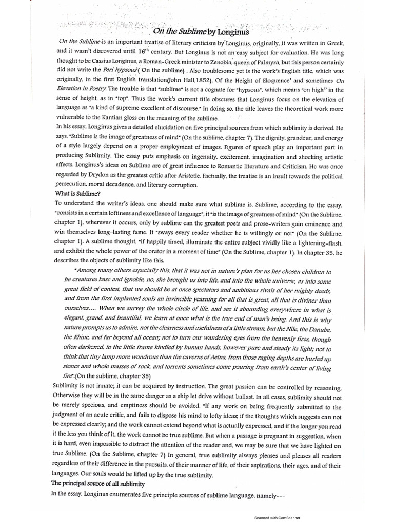 On the Sublime | PDF