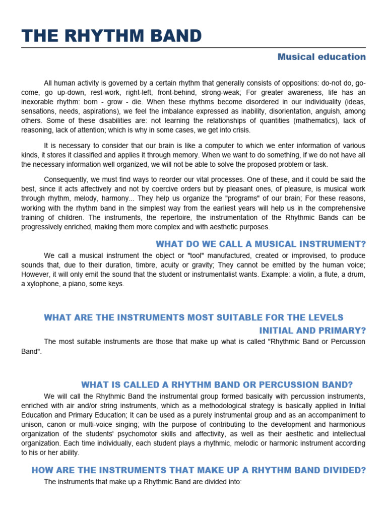 The Rhythm Band | PDF | Musical Instruments | Rhythm