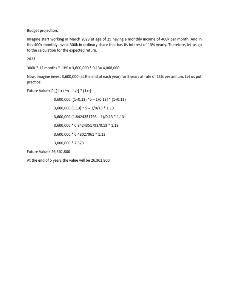 Budget Projection | PDF