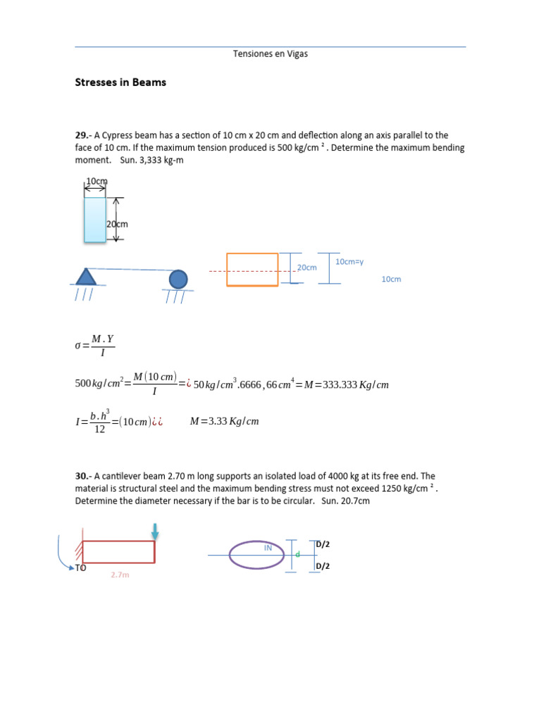 Proposed Problem Stresses in Beams | Download Free PDF | Beam (Structure) | Bending