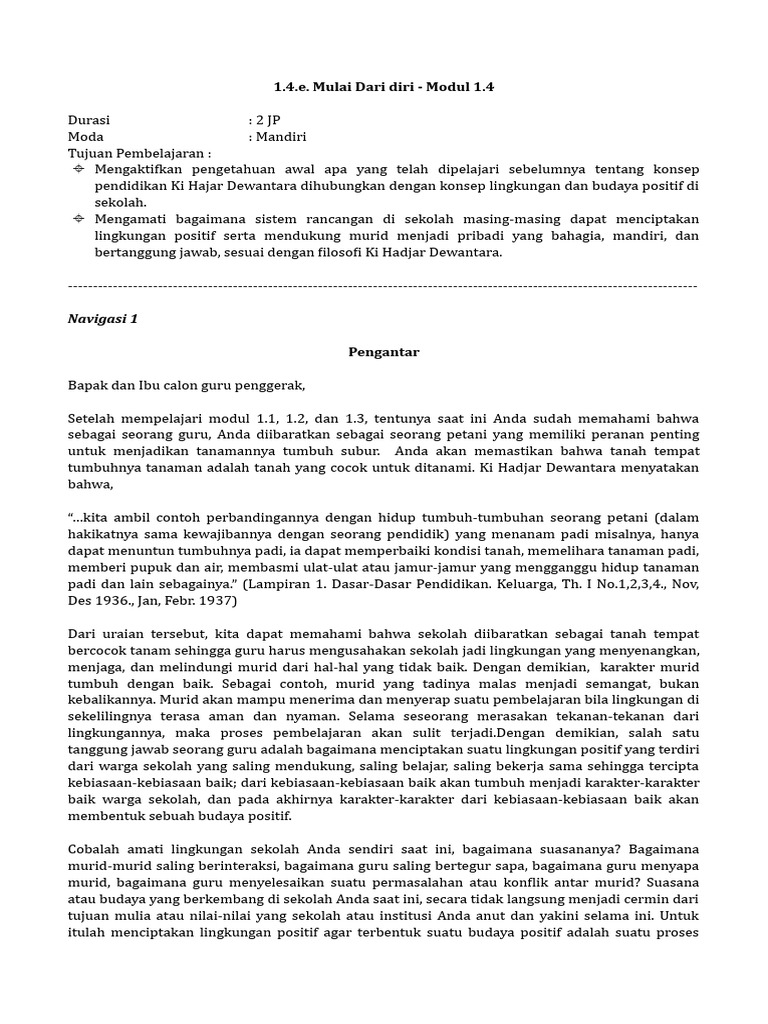 1.4.e. Mulai Dari Diri - Modul 1.4 (Tugas Navigasi 2, 3, 4, 5, 6, 7, 8 ... 1.4.e. Mulai Dari Diri - Modul 1.4 (Tugas Navigasi 2, 3, 4, 5, 6, 7, 8 ...
