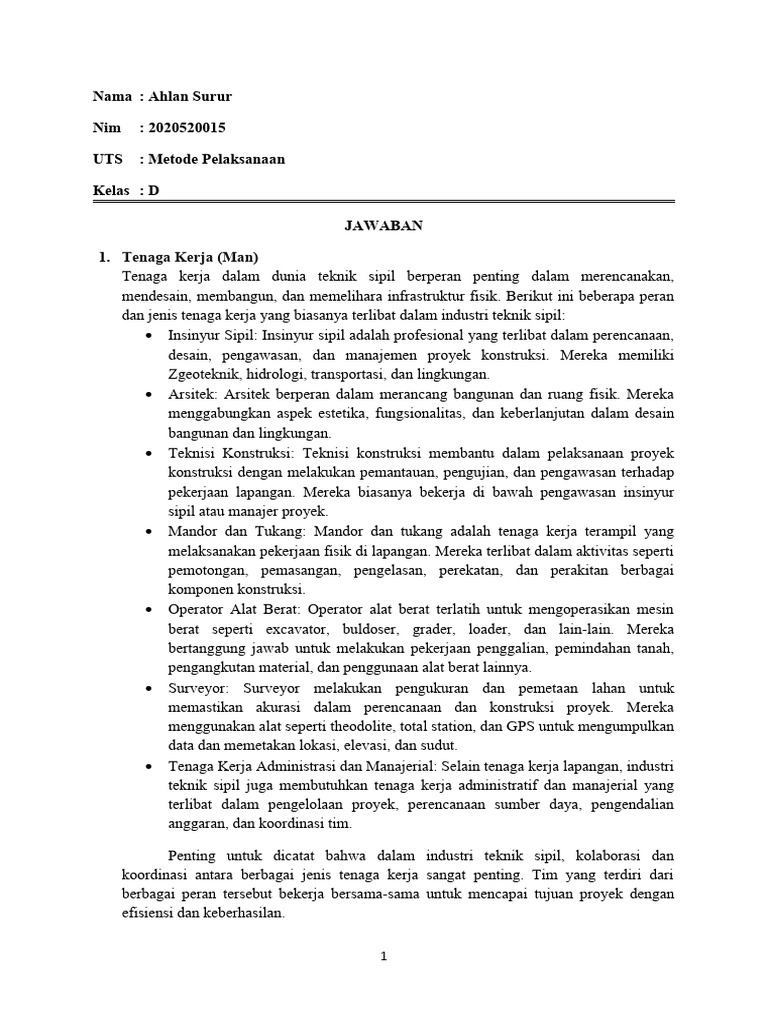 Uts Metode Pelaksanaan | PDF