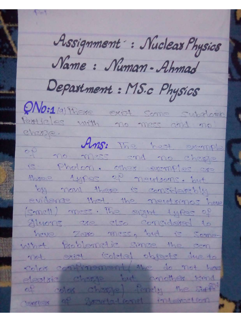 Nuclear Physics Assignment No 1 | PDF