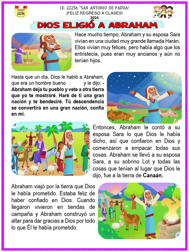 Ficha Dios Llama A Abraham 2° | PDF | Abrahán | Sarah