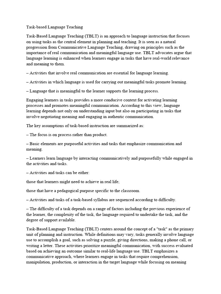 Taskbased | PDF | Learning | Language Acquisition