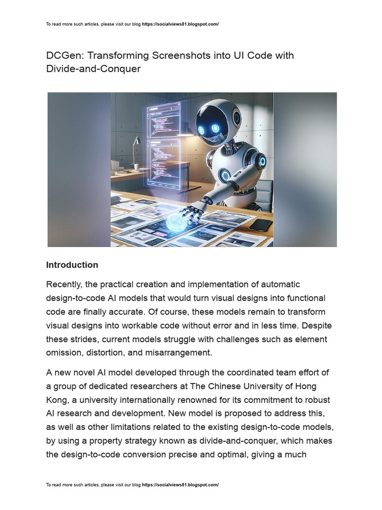 DCGen: Transforming Screenshots Into UI Code With Divide-And-Conquer ...