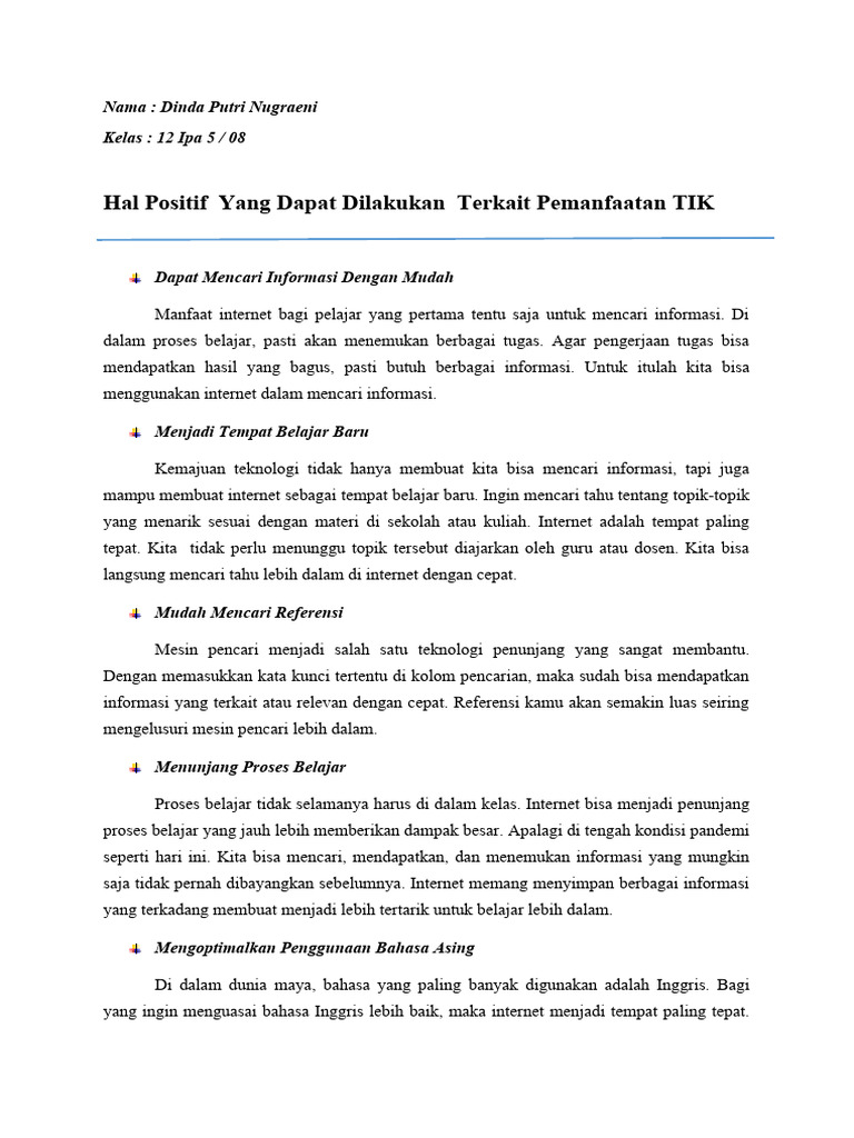 Kuis TIK - Dinda Putri Nugraeni - 12 Ipa 5 | PDF