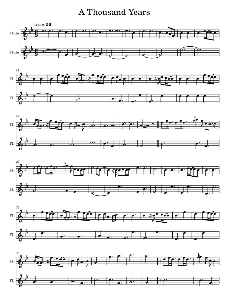 A Thousand Years Flute Sheet Music | PDF