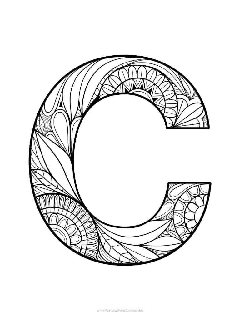 Mandala Letra C Zentangle Imprimible | PDF