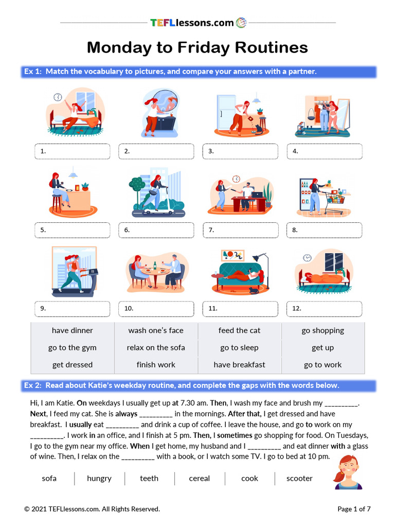 Weekday Routines and Present Simple Tense | PDF | Linguistics ...