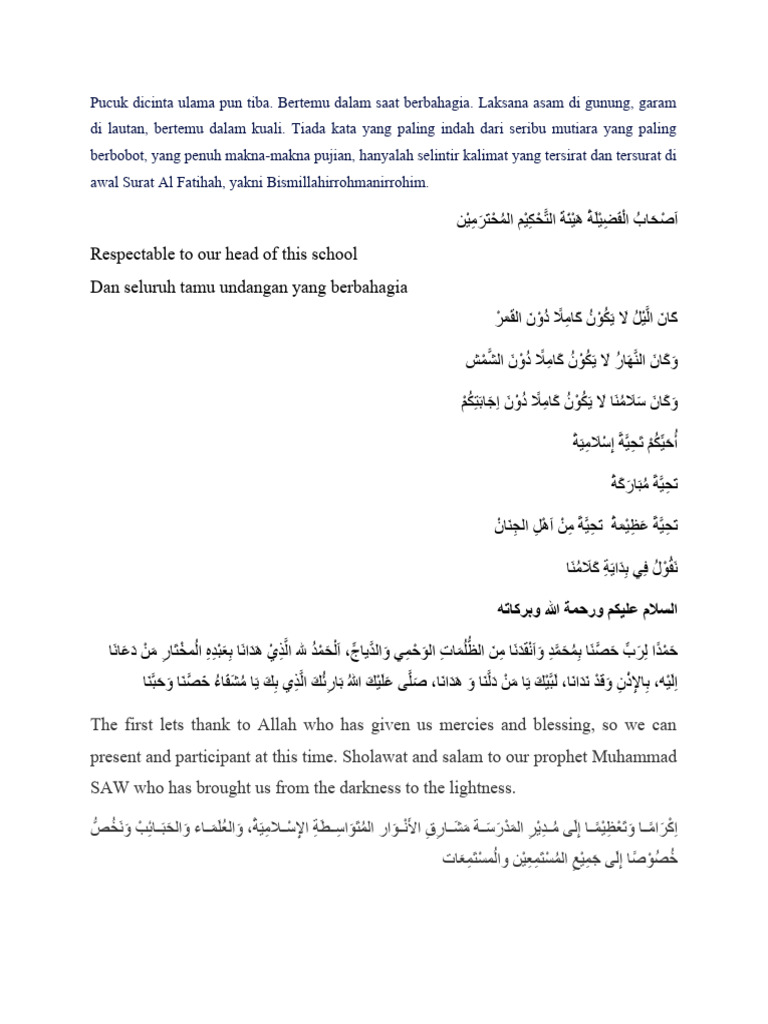 Pidato 3 Bahasa Perpisahan | PDF