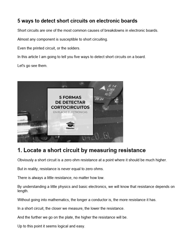 Detecting Short Circuits in Boards | PDF | Electrical Resistance And ...