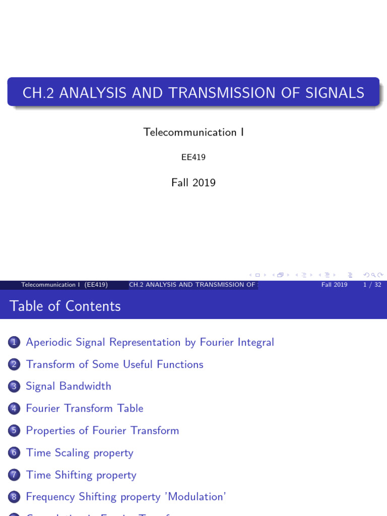 Slides Ch2 1 | PDF | Fourier Transform | Spectral Density