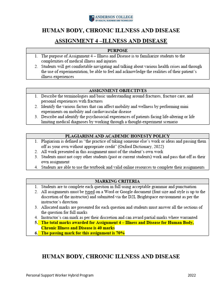 Assignment 4: Illness and Disease Insights | PDF | Pain | Plagiarism