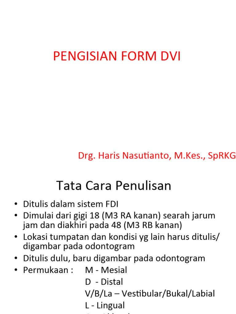Panduan Pengisian Form DVI Odontogram | PDF