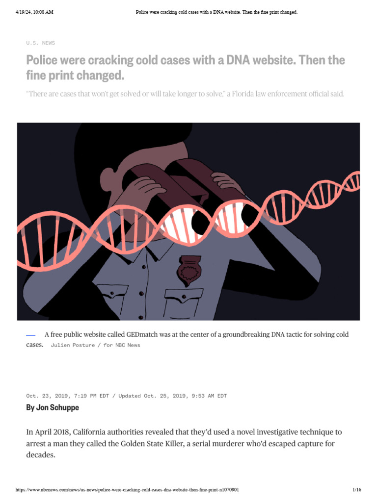 Police Were Cracking Cold Cases With A DNA Website. Then The Fine Print Changed | PDF | Forensic ...