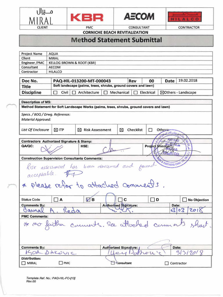 Method Statement For Soft Landscape - Full - B | PDF | Engineering