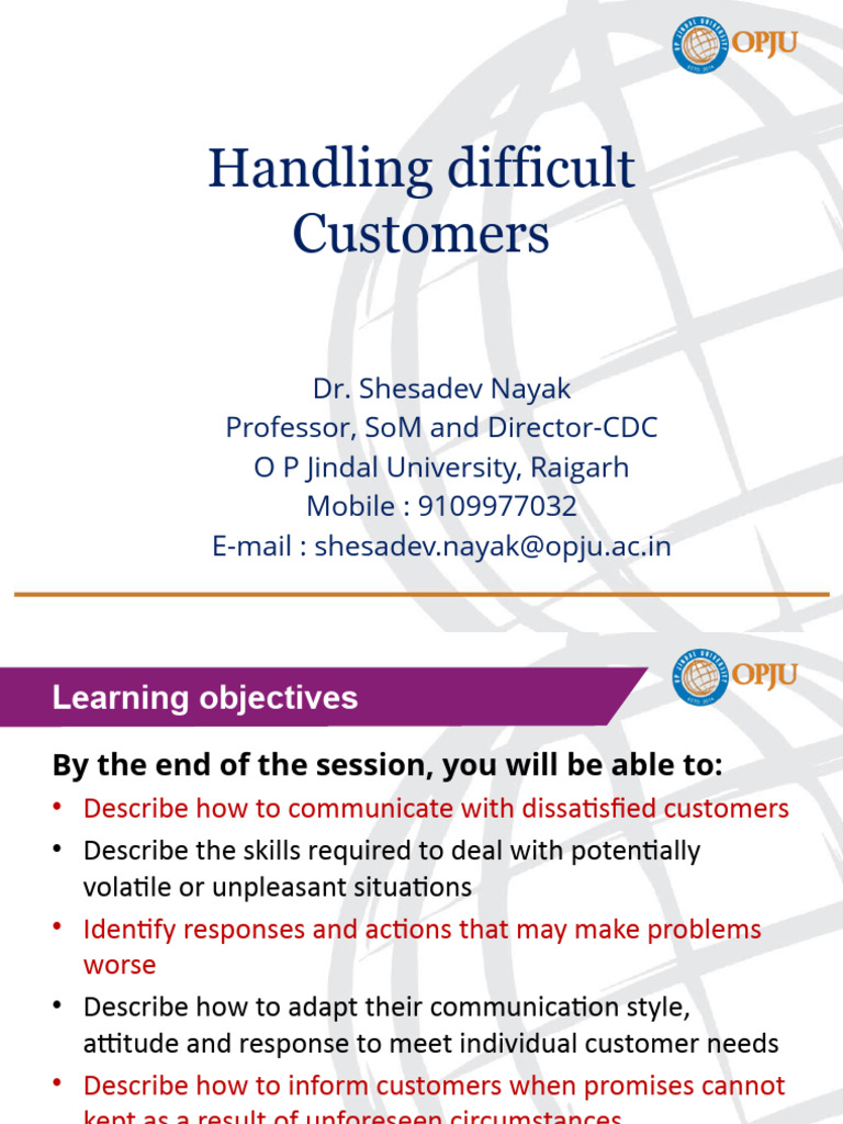 Handling Difficult Customers | PDF | Body Language | Communication