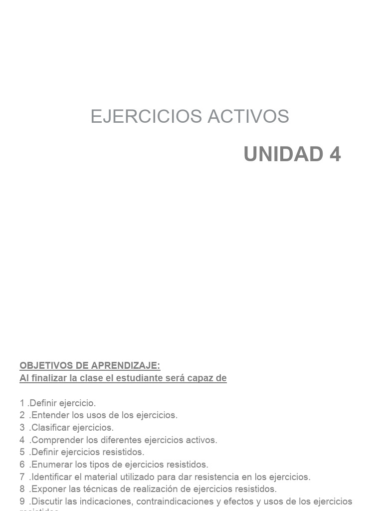 Ejercicios Activos y Resistidos: Guía Completa | PDF | Flexibilidad ...