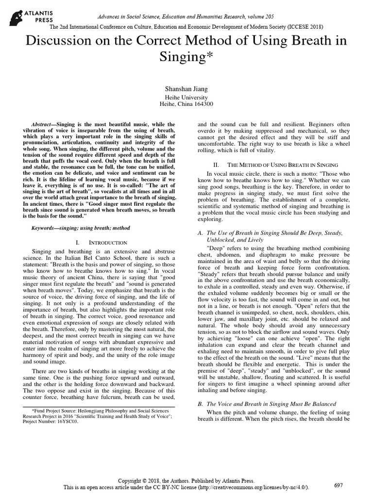 Discussion On The Correct Method of Using Breath in Singing | PDF ...