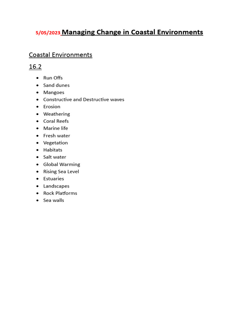 Chapter 16 Managing Change in Coastal Environments | PDF | Coast | Beach