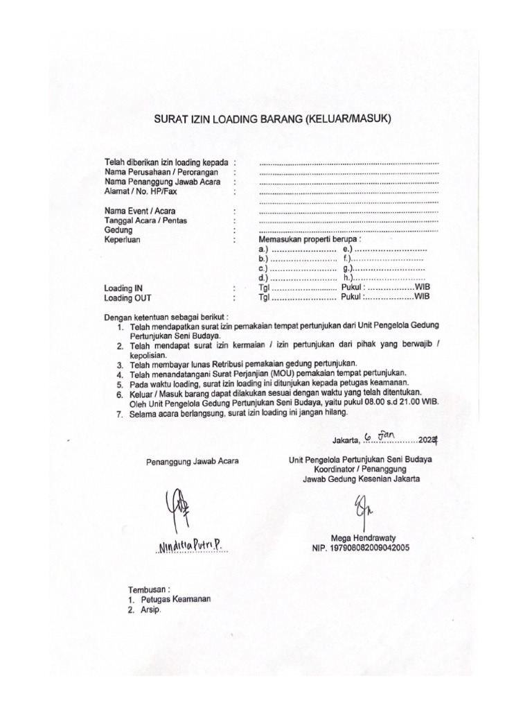 Surat Izin Loading Barang (Keluarmasuk) | PDF