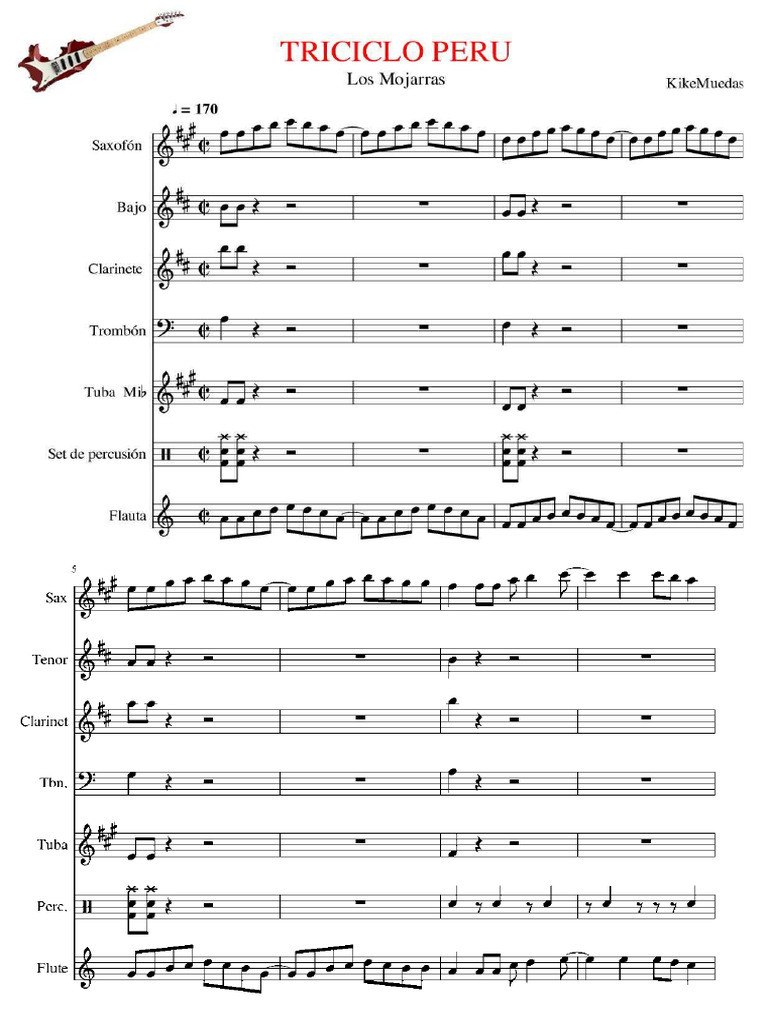 Tricycle Peru Muedas Sheet Music | PDF | Tenor Saxophone | Elementary ...