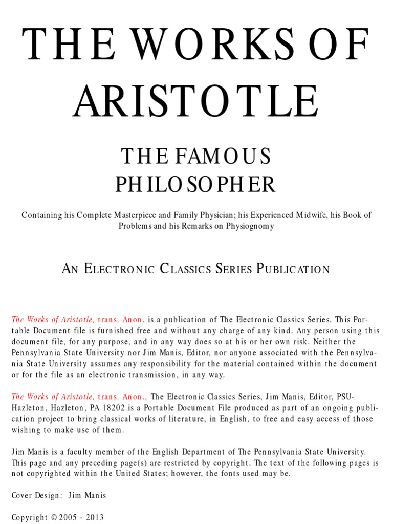 Works Aristotle | PDF | Soul | Aristotle