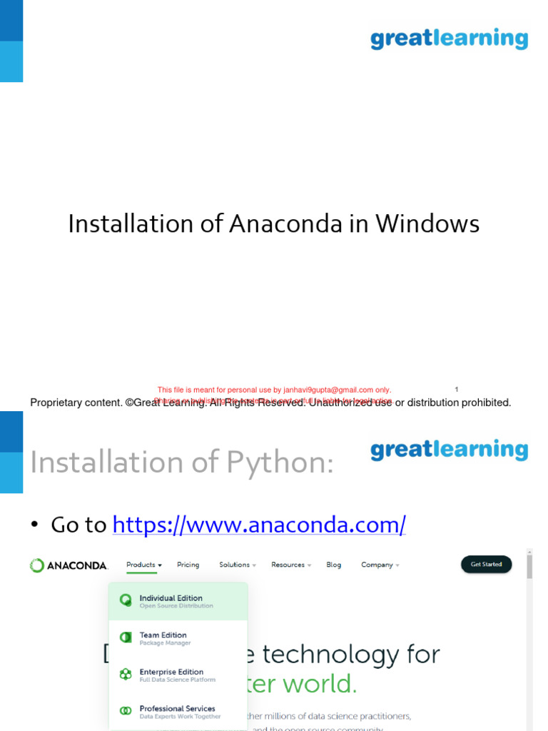 Installation Steps Anaconda Windows | PDF | Computer Architecture | Microsoft Windows