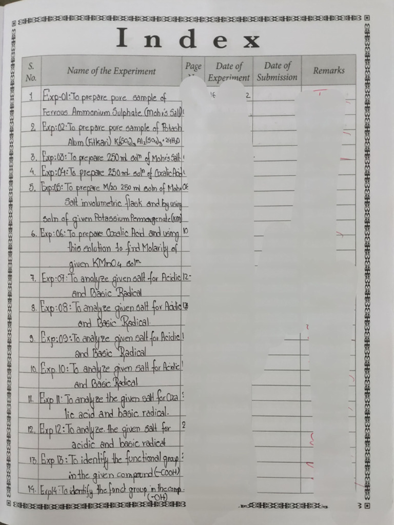 Class- Xii Chemistry Practical Record-2023-24 | PDF
