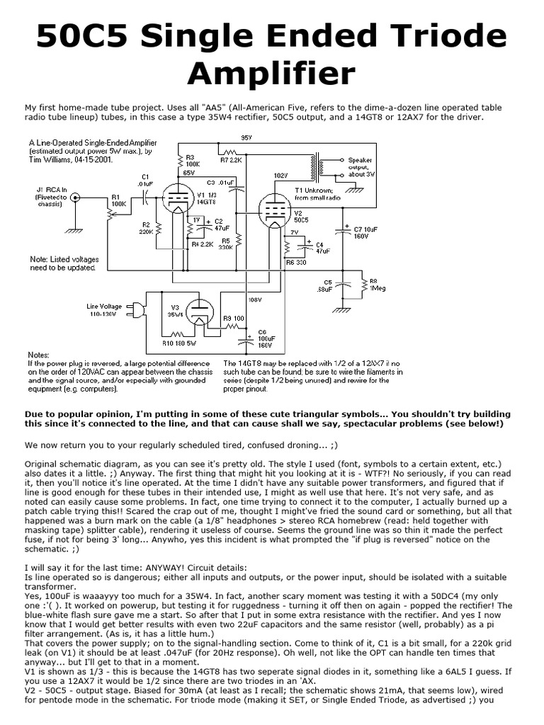 50C5 Single Ended Triode Amplifier | PDF | Rectifier | Manufactured Goods