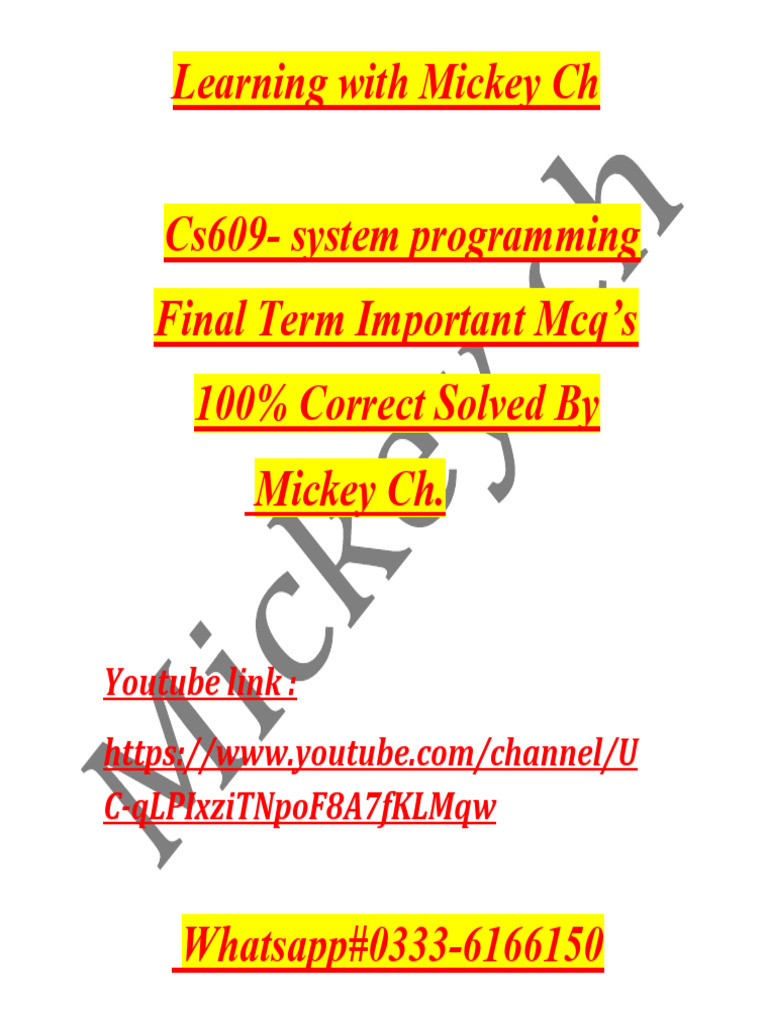 Cs609 Final Term Important Mcq's by Mickey CH | PDF | Social Science Cs609 Final Term Important Mcq's by Mickey CH | PDF | Social Science