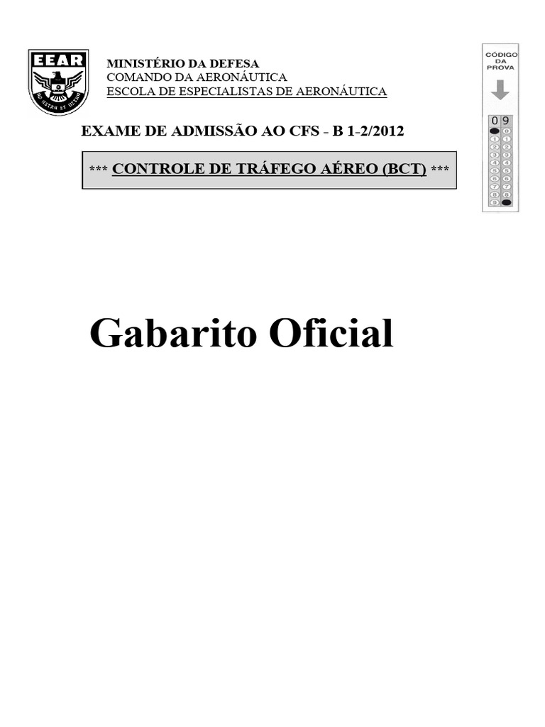 Aeronautica 2011 Eear Sargento Da Aeronautica Controle de Trafego Aereo Gabarito | PDF ...