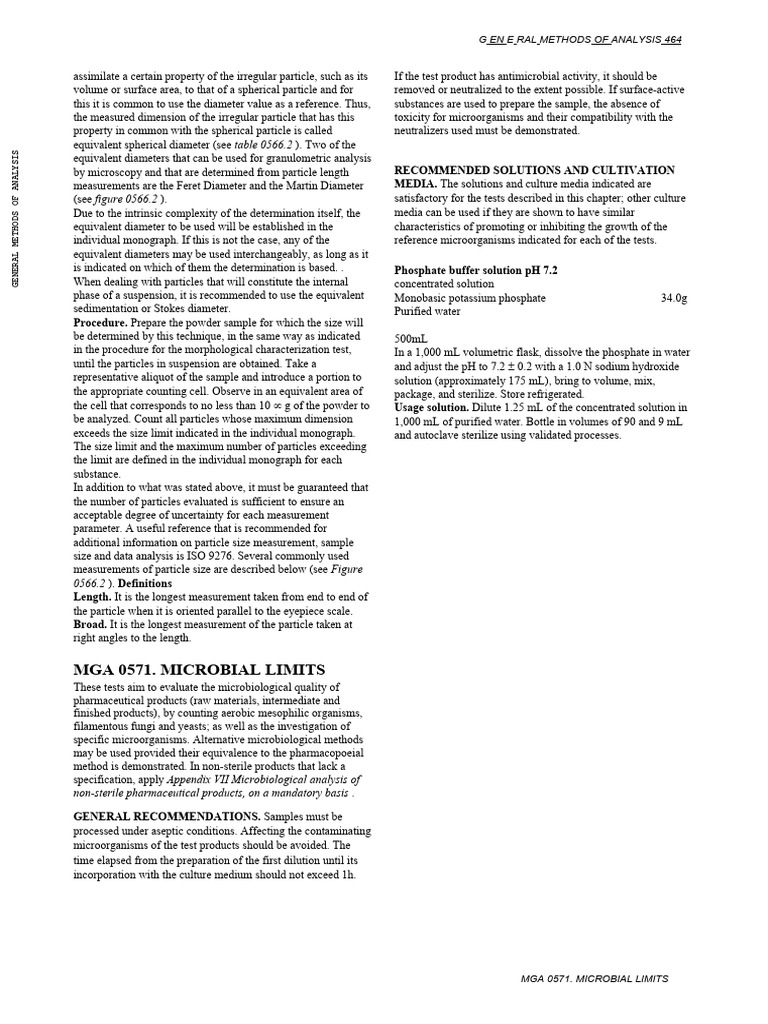 Mga-0571 Limits | PDF | Growth Medium | Colony Forming Unit
