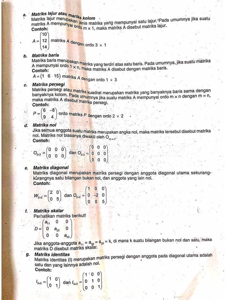 Jenis Jenis Matriks | PDF