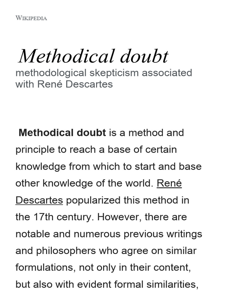 Methodical Doubt - Wikipedia, The Free Encyclopedia | PDF ...
