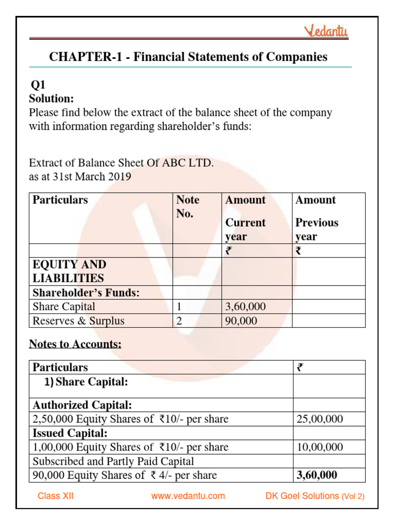 DK Goel Class 12 Accountancy - Volume 2 Chapter 1 Solutions | PDF ...