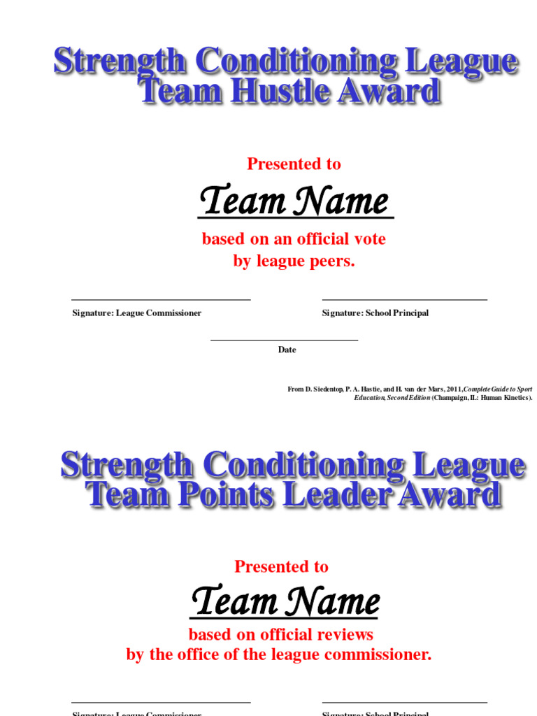 Strenght Conditioning Award Certificates | PDF | Weight Training | Weight