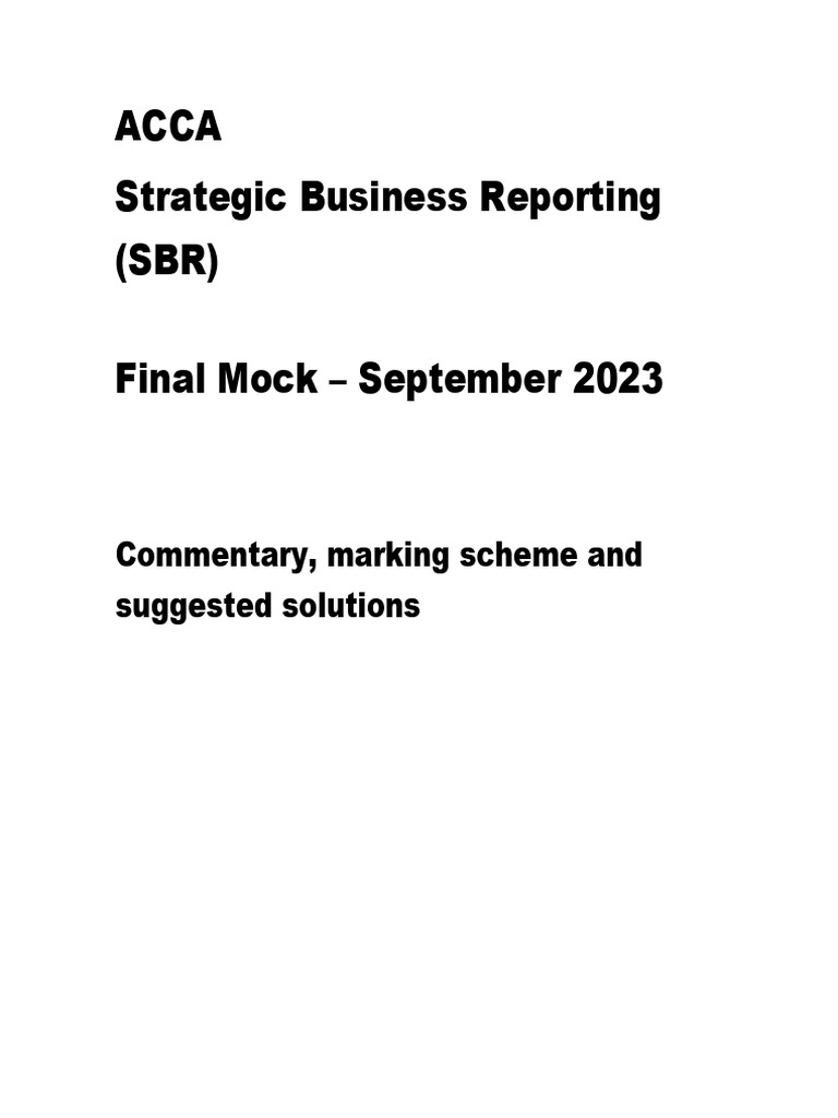 ACCA Strategic Business Reporting (SBR) Sept Final Mock As 2023 | PDF | Fair Value | Equity ...