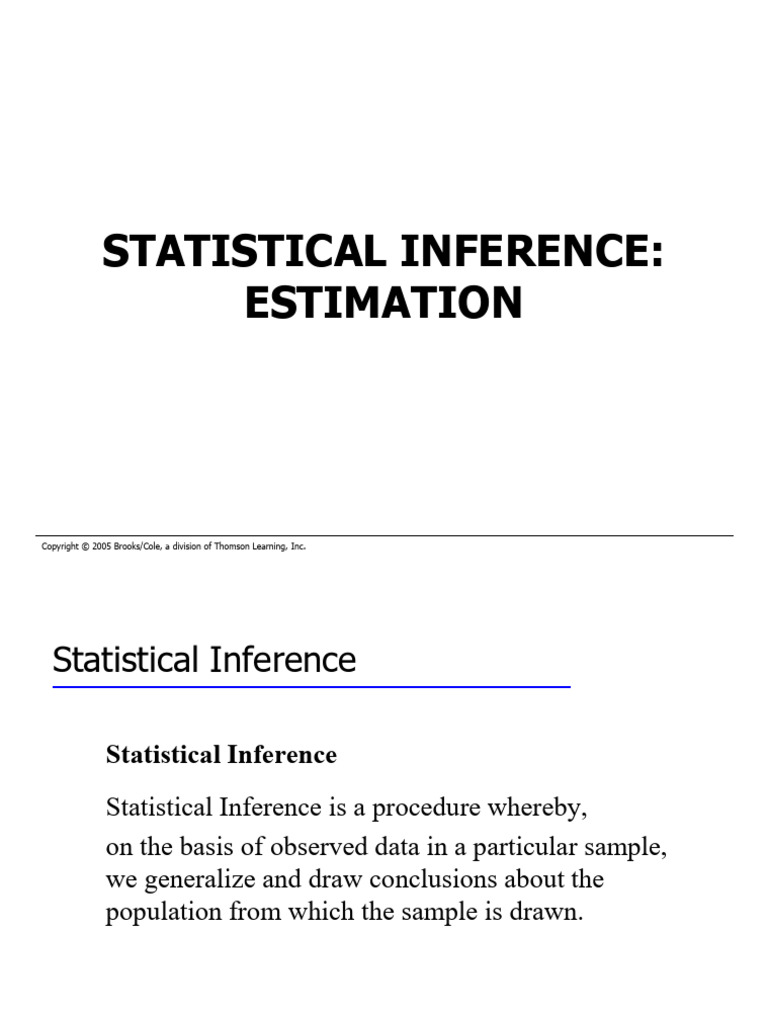 Statistical Inferences 1 | PDF | Estimator | Confidence Interval