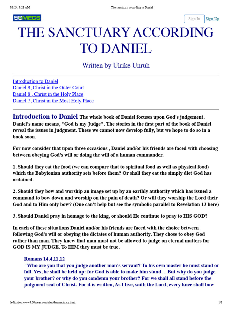 The Sanctuary According To Daniel | PDF | Justification (Theology) | Jesus